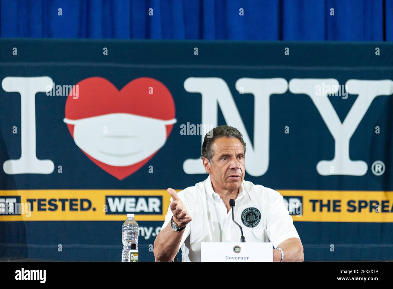 New York State Governor Andrew Cuomo holds a press briefing during the ...