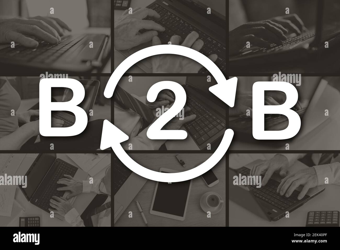 B2b concept illustrated by pictures on background Stock Photo - Alamy