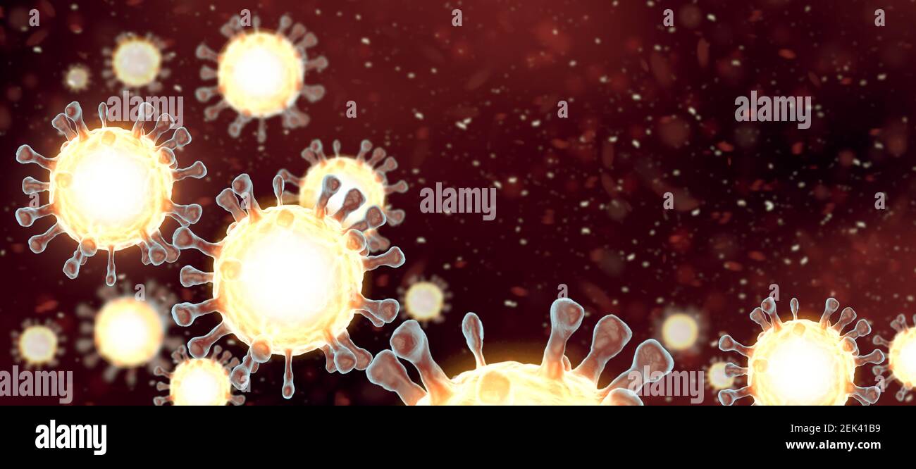 Virus or bacteria under a microscope. Abstract background of 3d glowing ...