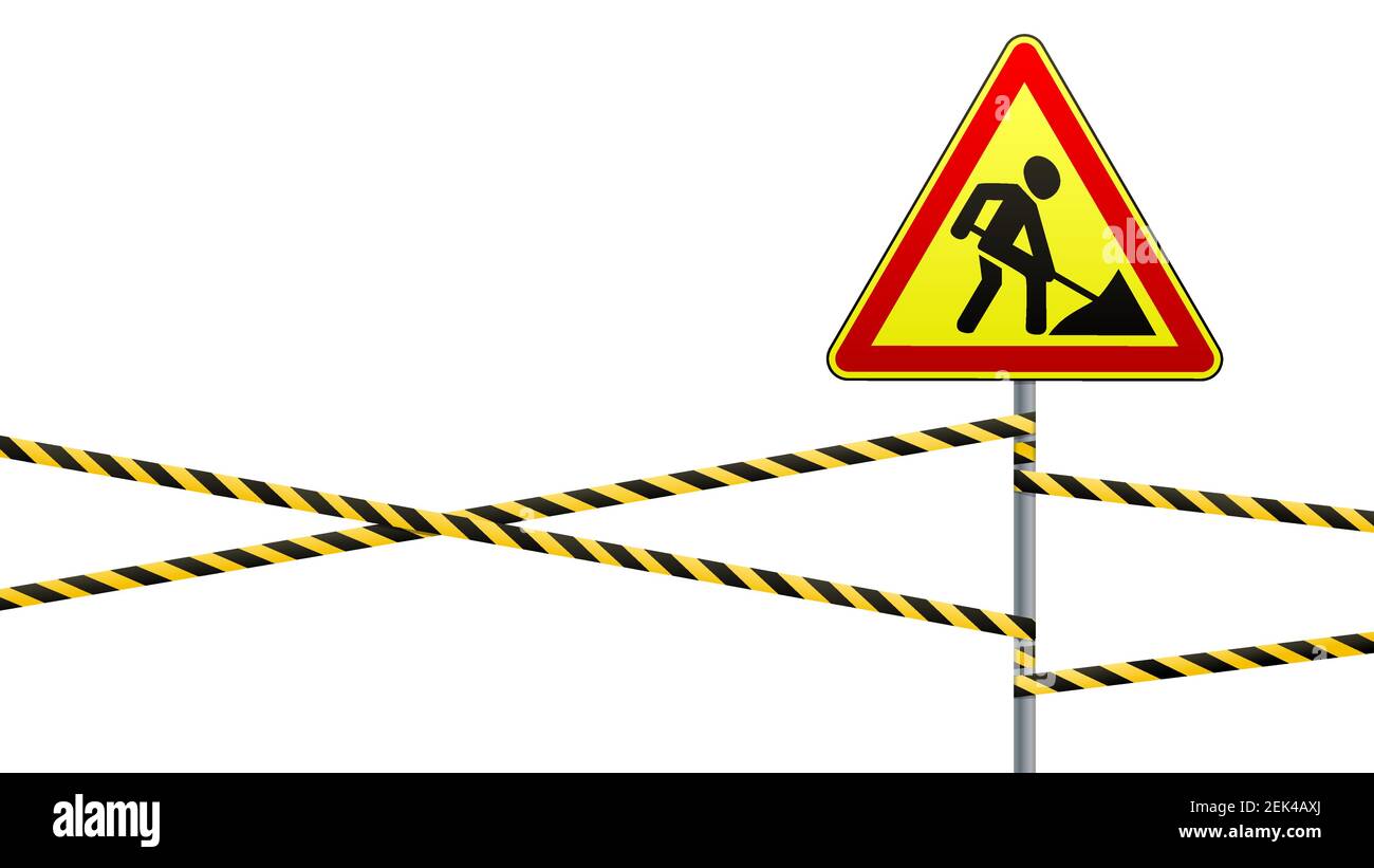 Road sign warning temporary Cut Out Stock Images & Pictures - Alamy