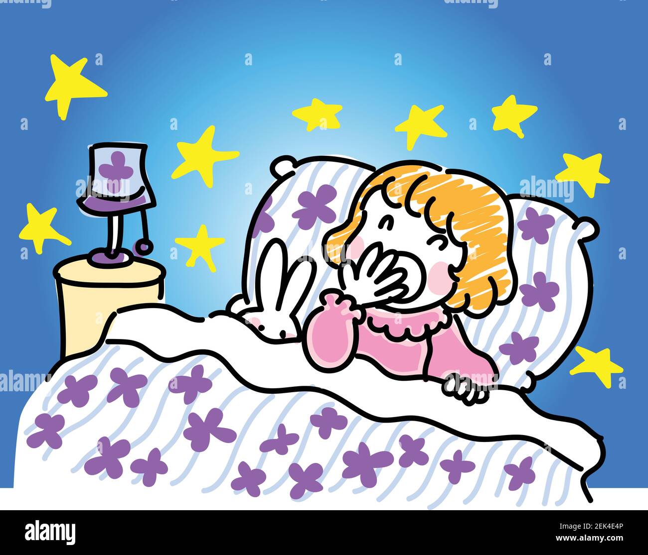 vector cartoon girl good night Stock Vector Image & Art - Alamy