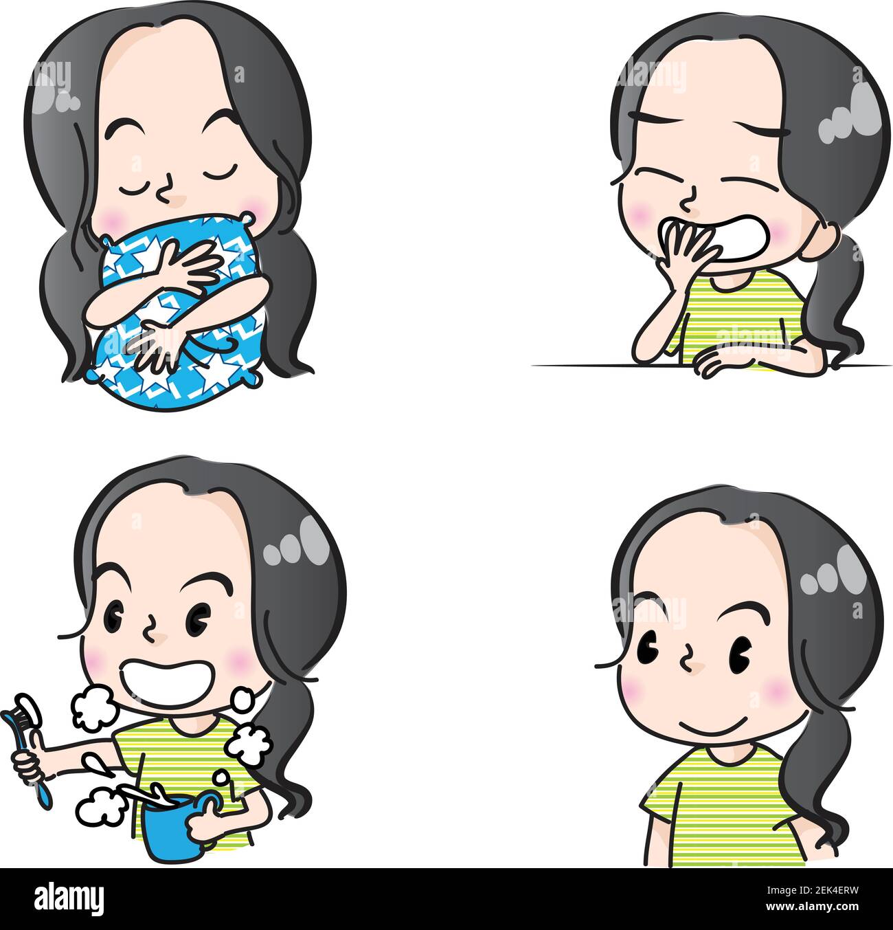 vector cartoon girl emoji stickers set Stock Vector Image & Art - Alamy