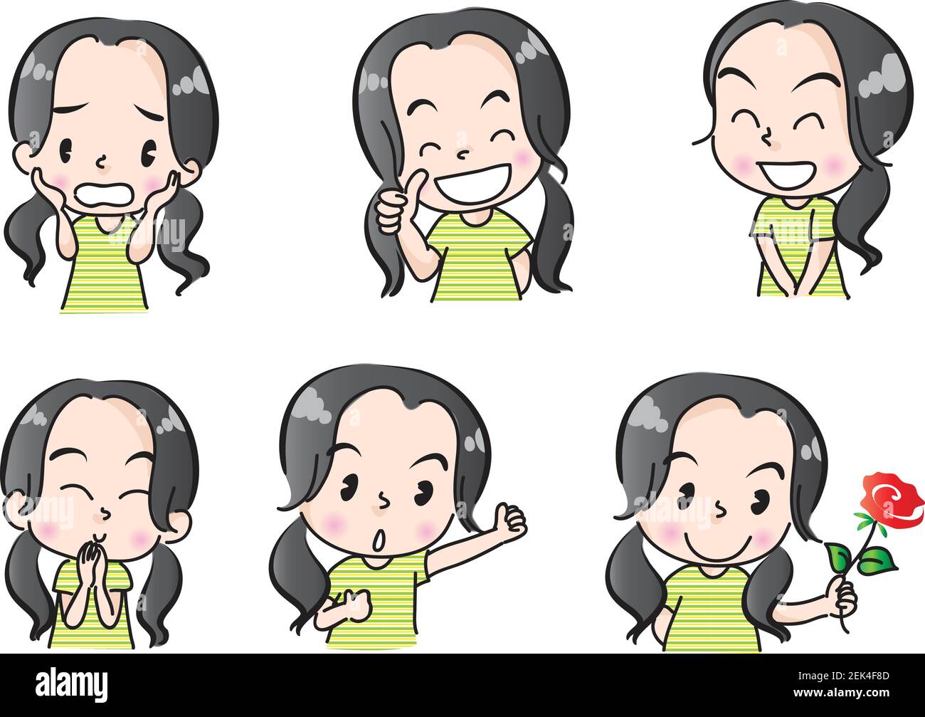 vector cartoon girl emoji stickers set Stock Vector Image & Art - Alamy