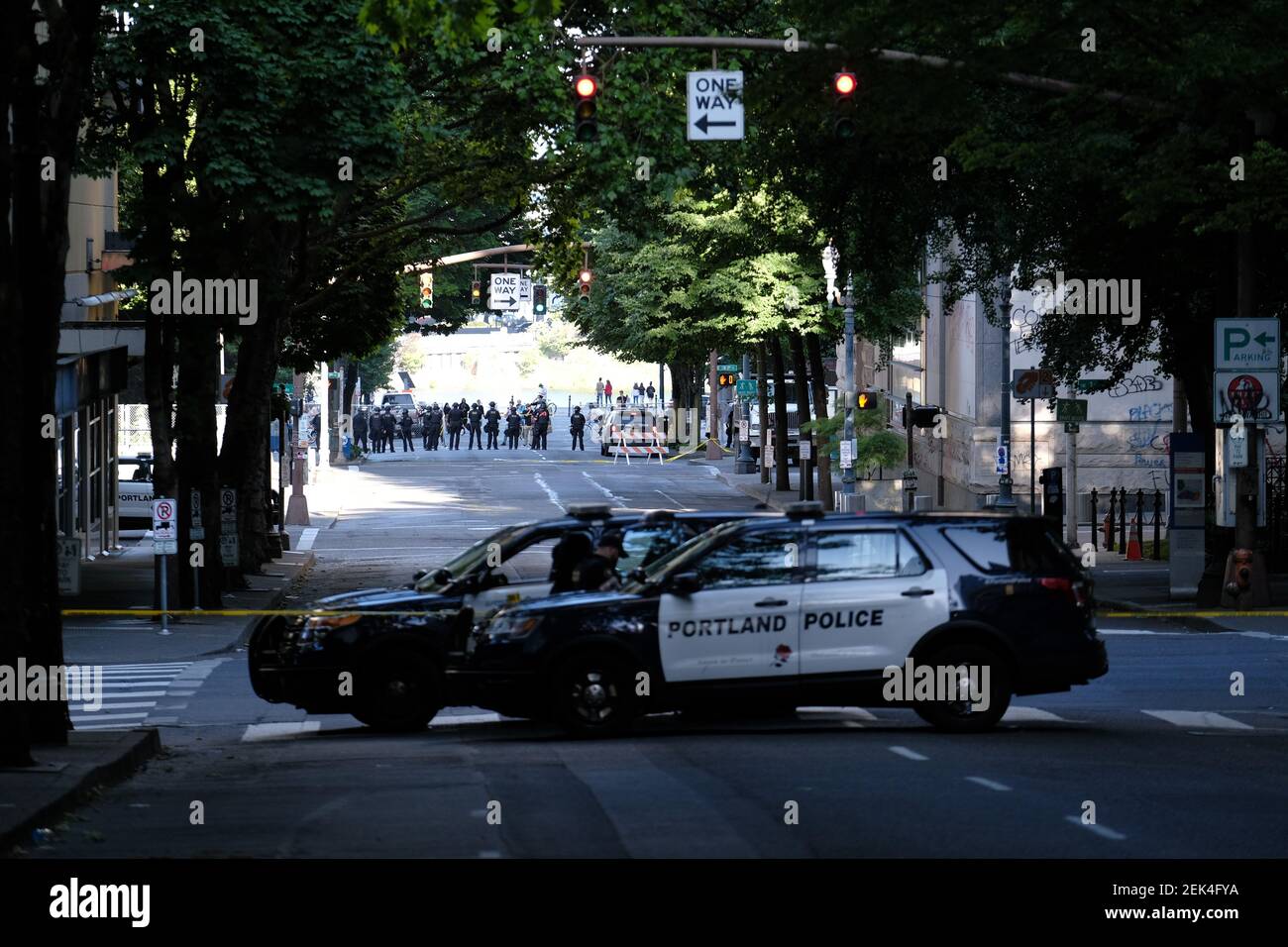 Police block roads surrounding the Justice Center on the fourth day of ...