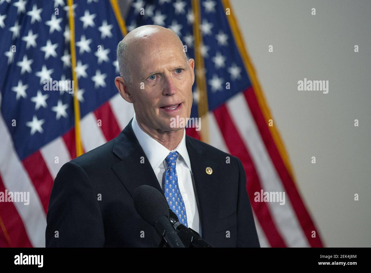 United States Senator Rick Scott (Republican of Florida) speaks to the ...