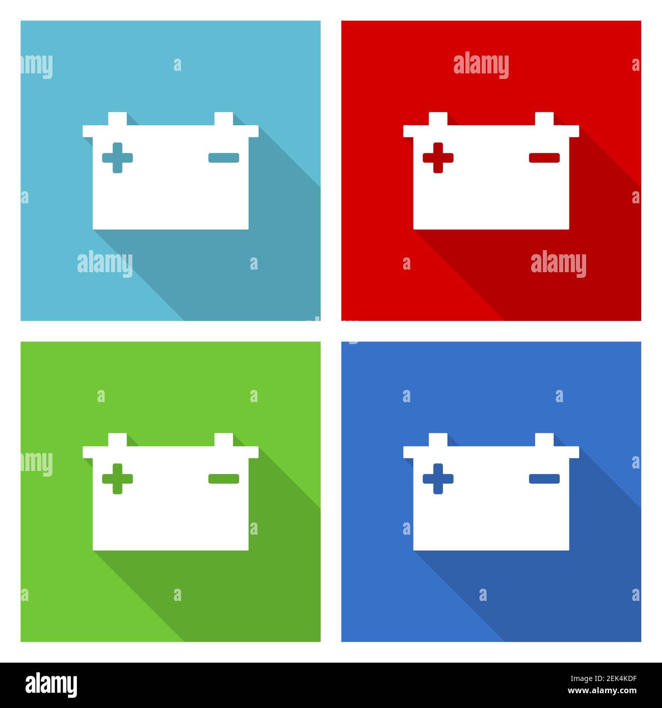 Battery, power storage icon set, flat design vector illustration in eps ...
