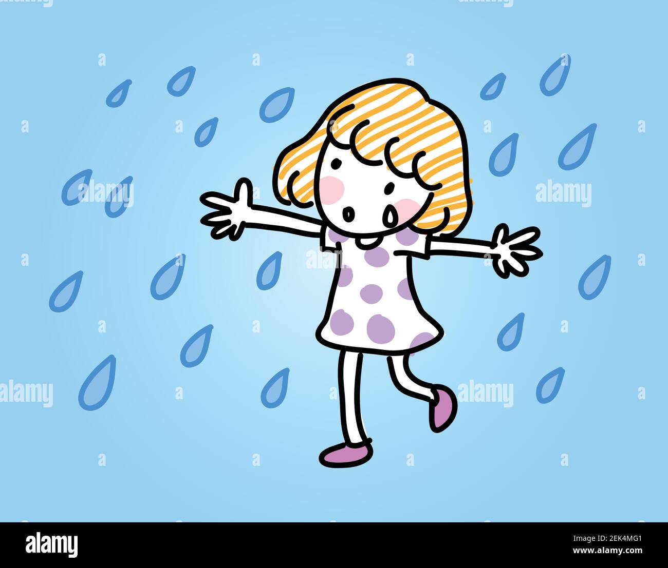 vector cartoon girl cry in rain Stock Vector Image & Art - Alamy