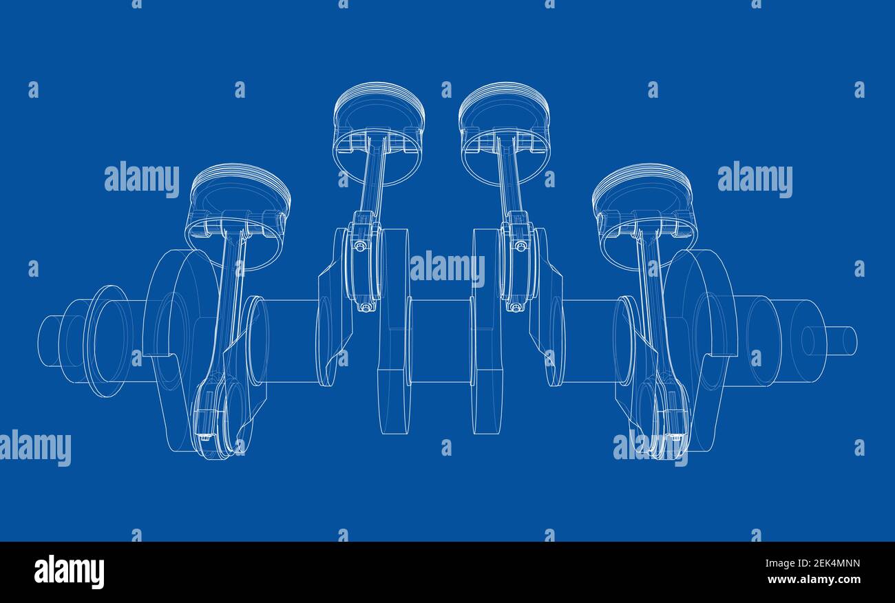 Engine crankshaft with pistons outline. Vector Stock Vector Image & Art ...