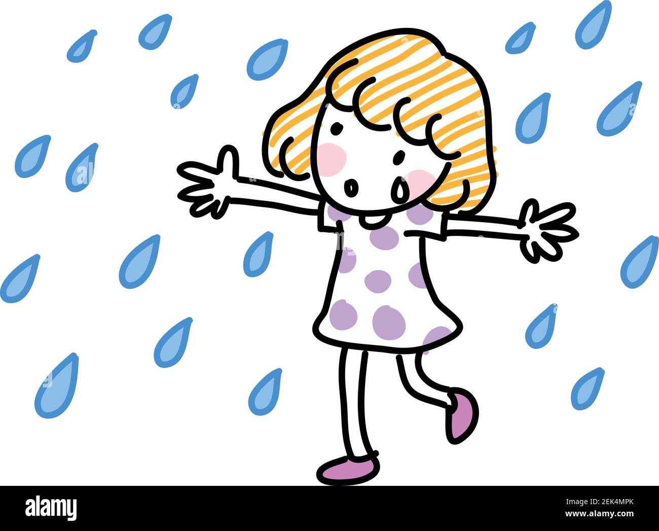 vector cartoon girl cry in rain Stock Vector Image & Art - Alamy
