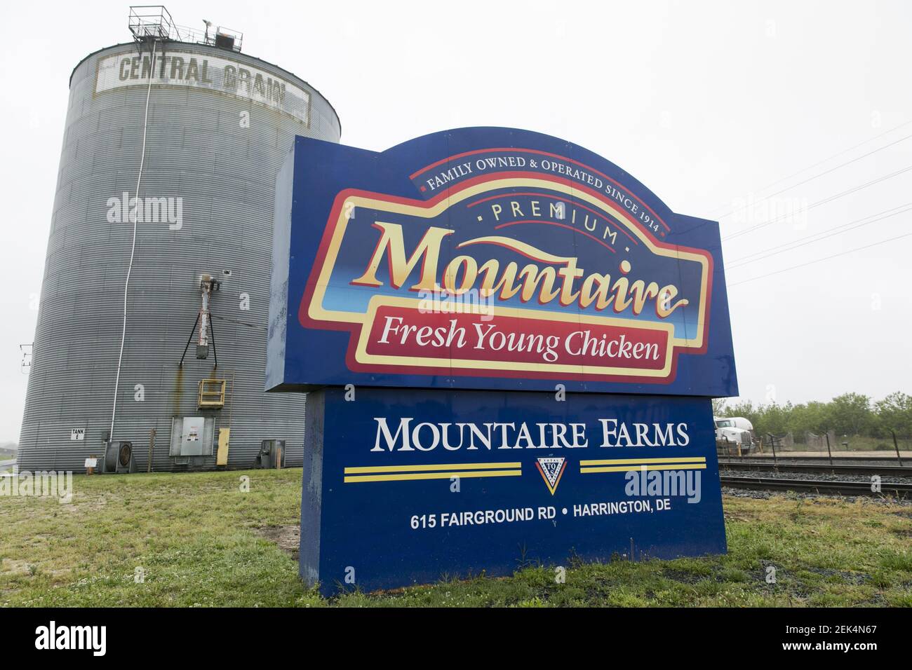 A logo sign outside of a facility occupied by Mountaire Farms in ...