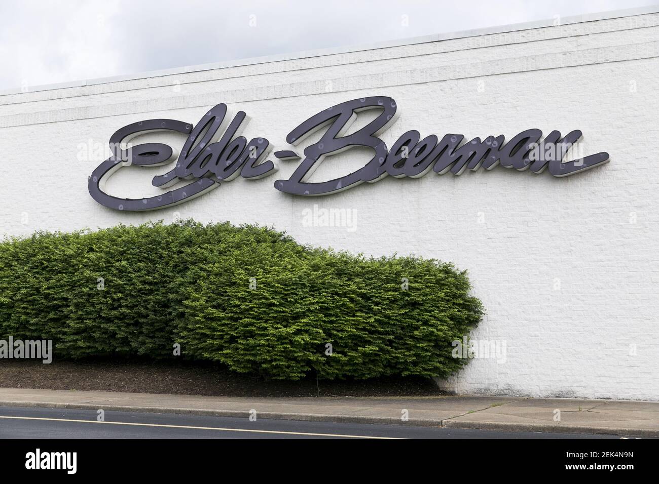 A logo sign outside of a closed Elder-Beerman retail store location in ...