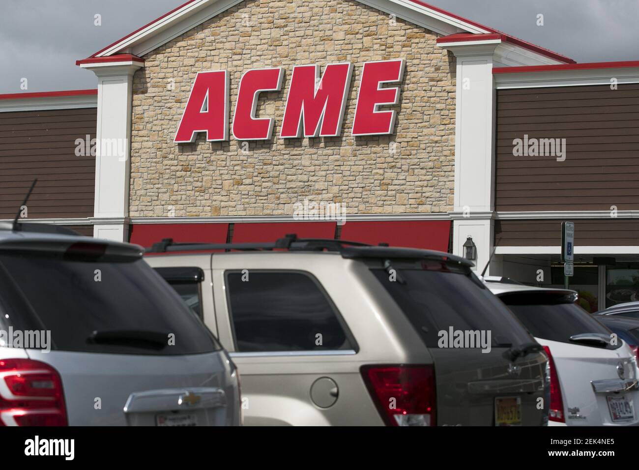 A logo sign outside of Acme retail grocery store location in ...