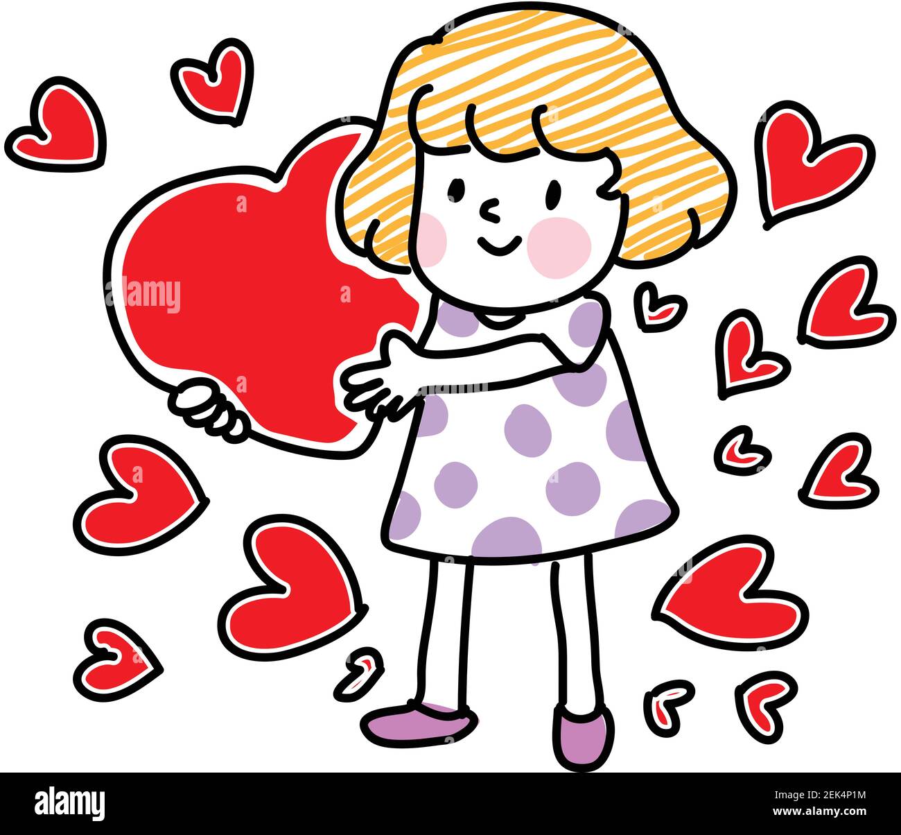Vector Cartoon Girl Hold Heart Shape Stock Vector Image And Art Alamy
