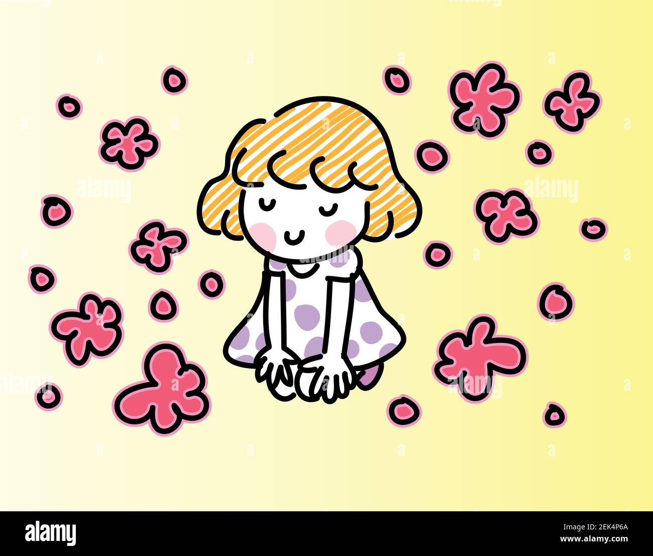 vector cartoon girl with flowers Stock Vector Image & Art - Alamy