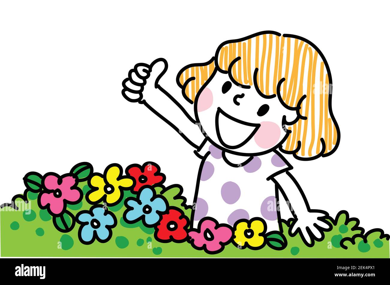 vector cartoon girl with flowers Stock Vector Image & Art - Alamy