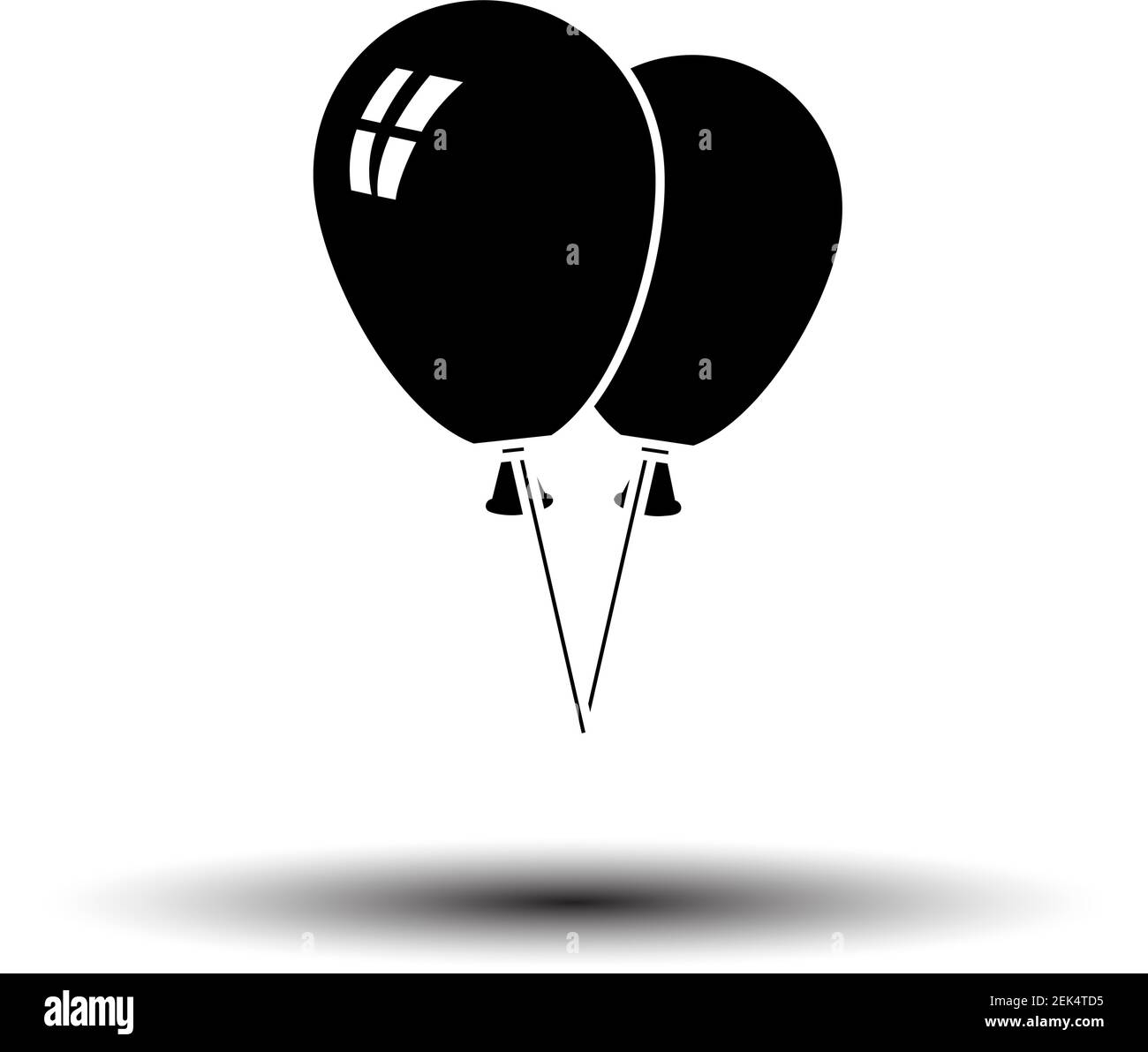 Two Balloons Icon. Black on White Background With Shadow. Vector ...