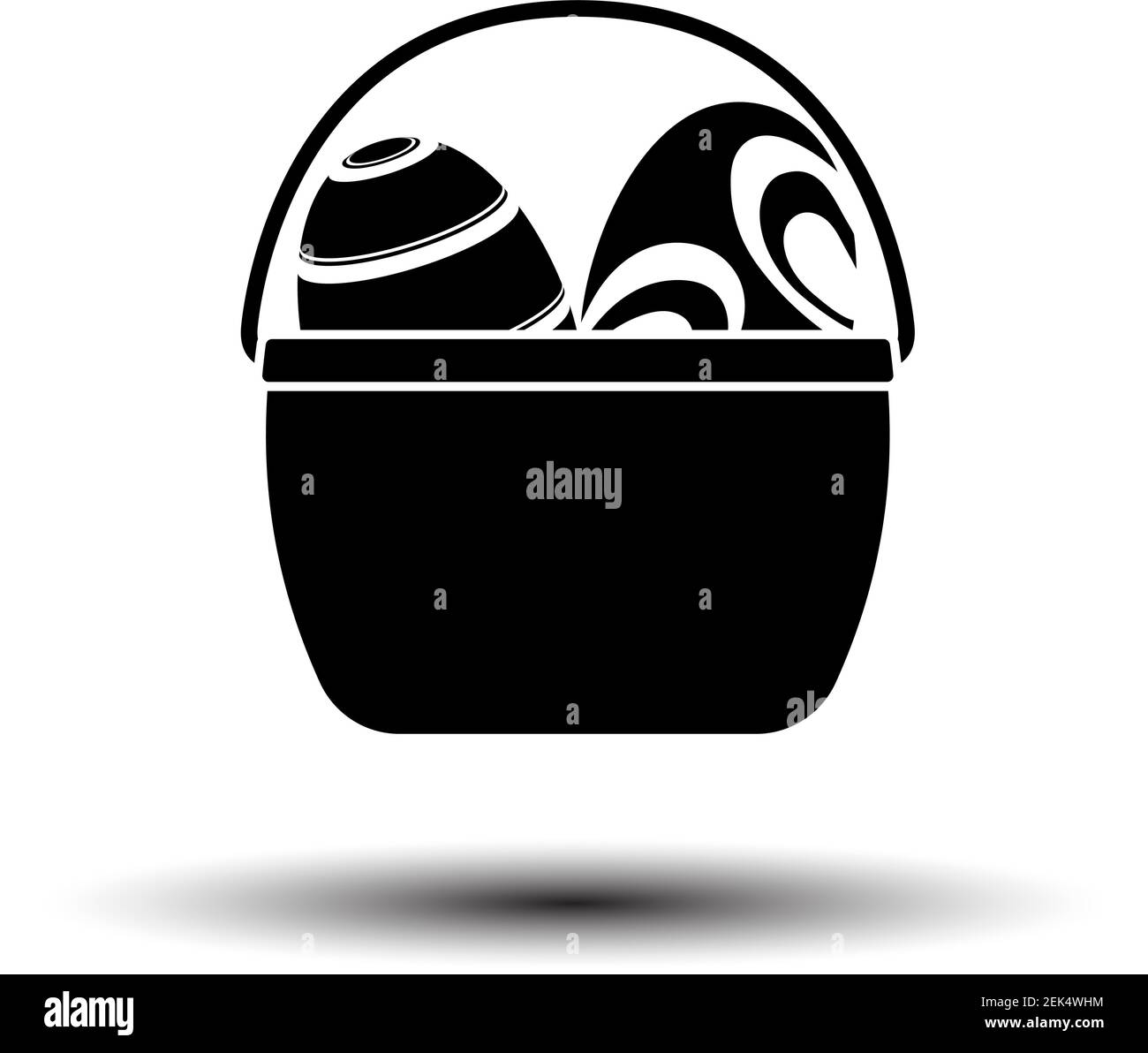 Easter Basket With Eggs Icon. Black on White Background With Shadow ...