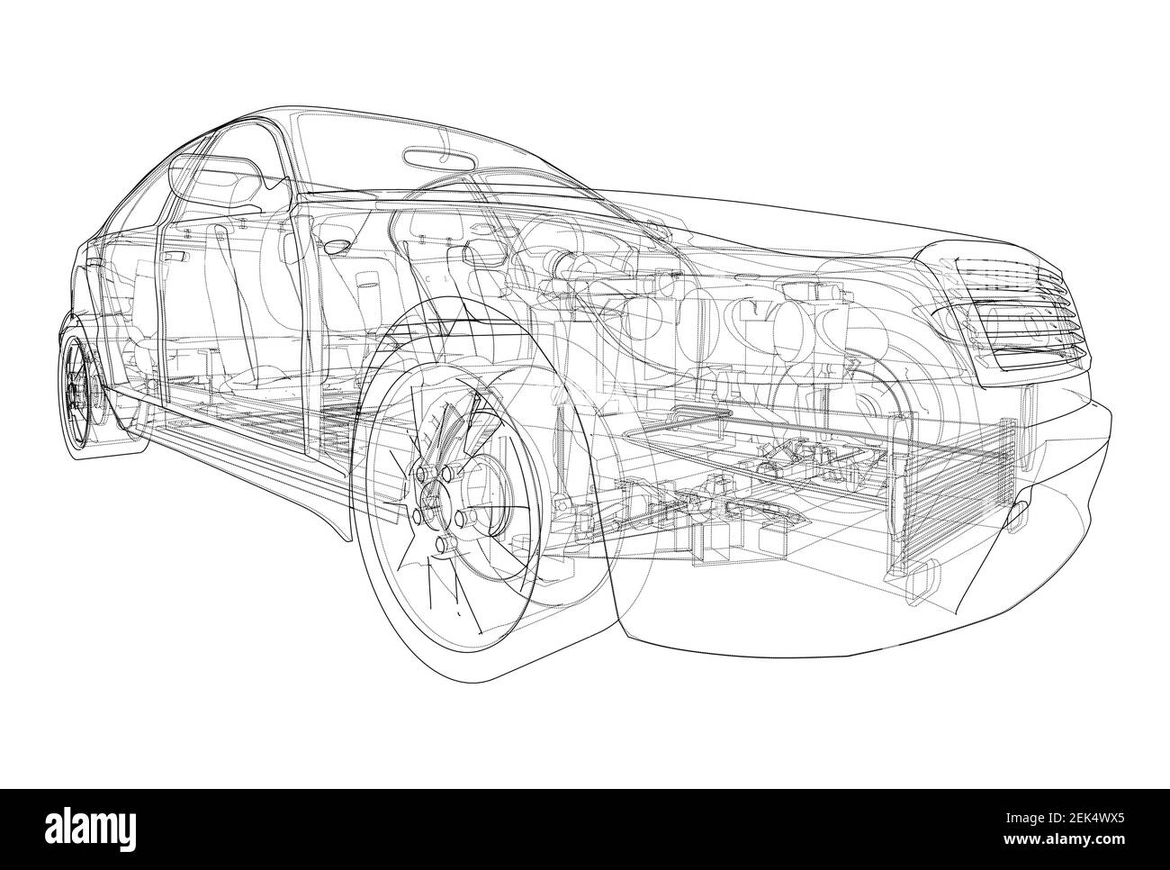 Electric Car With Chassis. Vector rendering of 3d Stock Vector Image ...