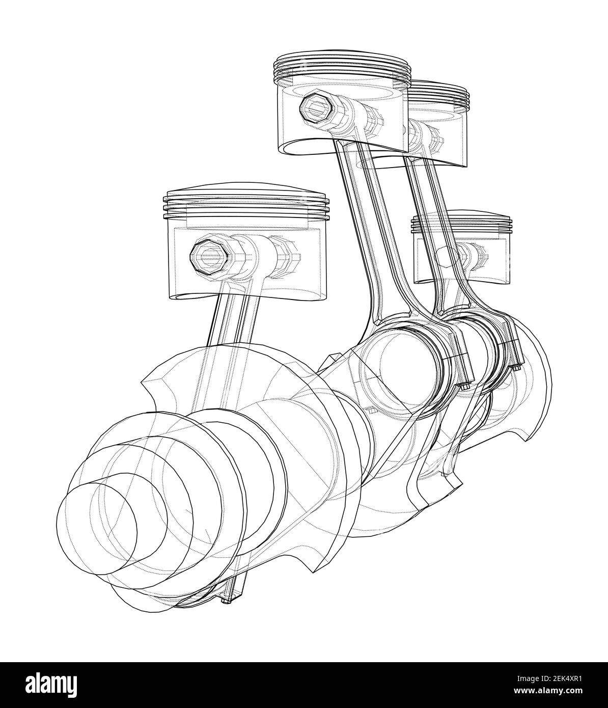 Engine crankshaft with pistons outline. Vector Stock Vector Image & Art ...