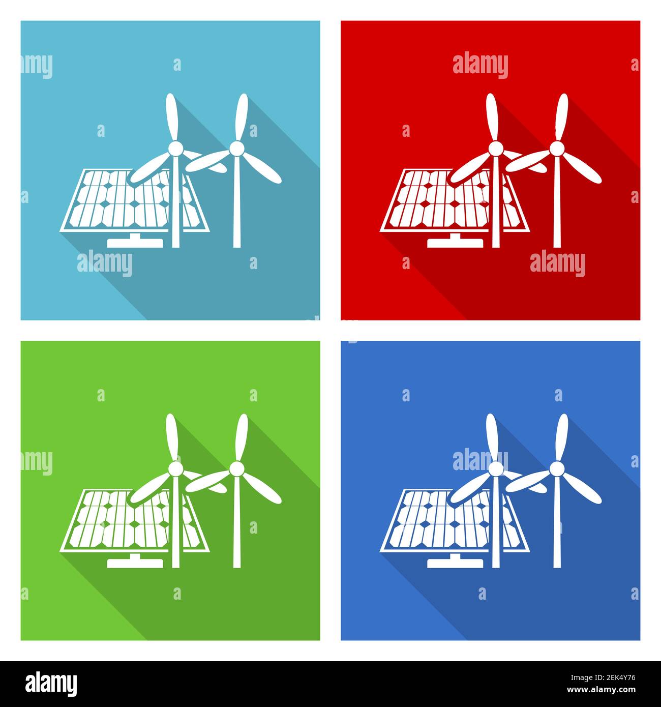 Wind and solar energy, renewables icon set, flat design vector ...