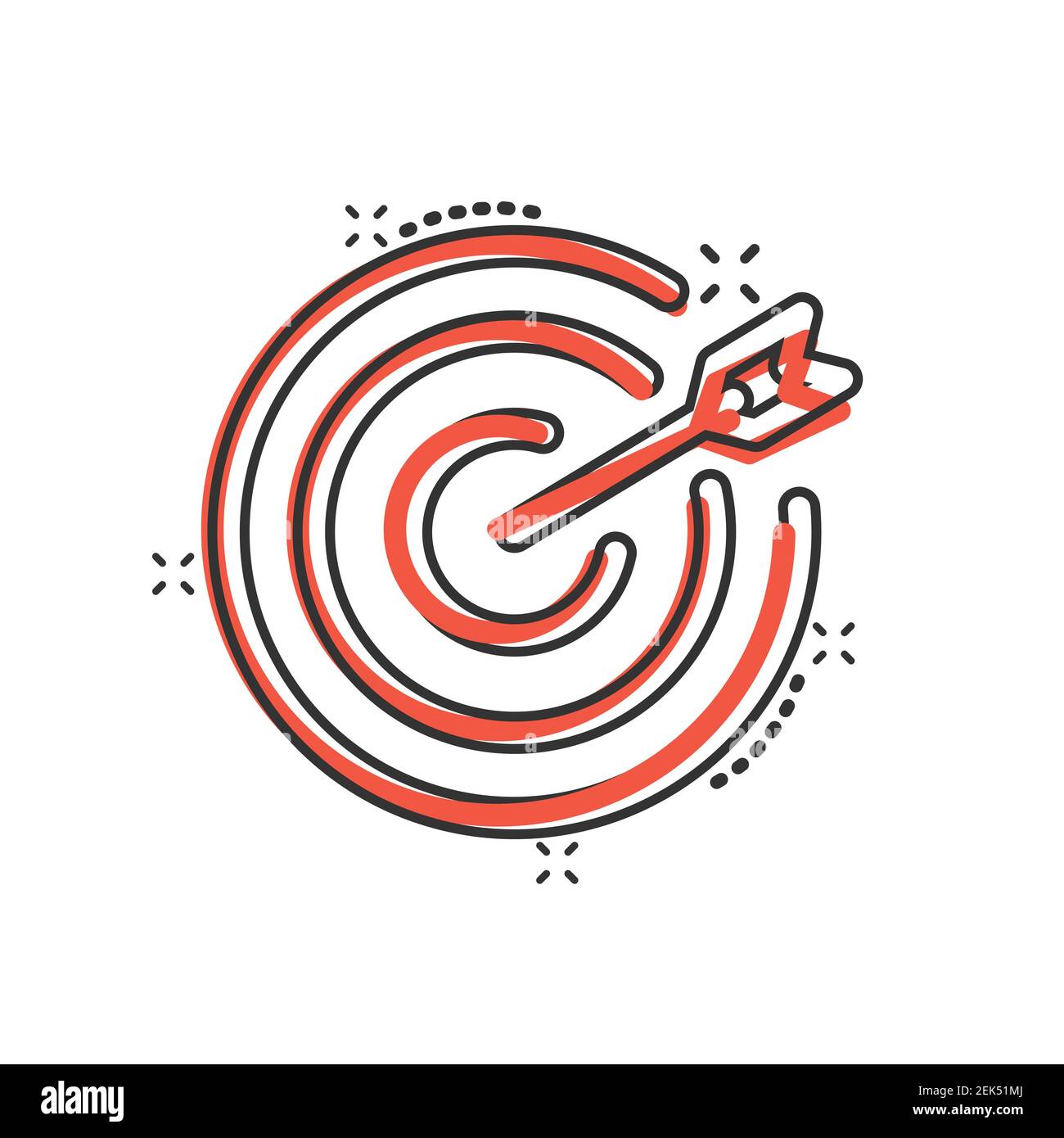 Target icon in comic style. Darts game cartoon vector illustration on ...