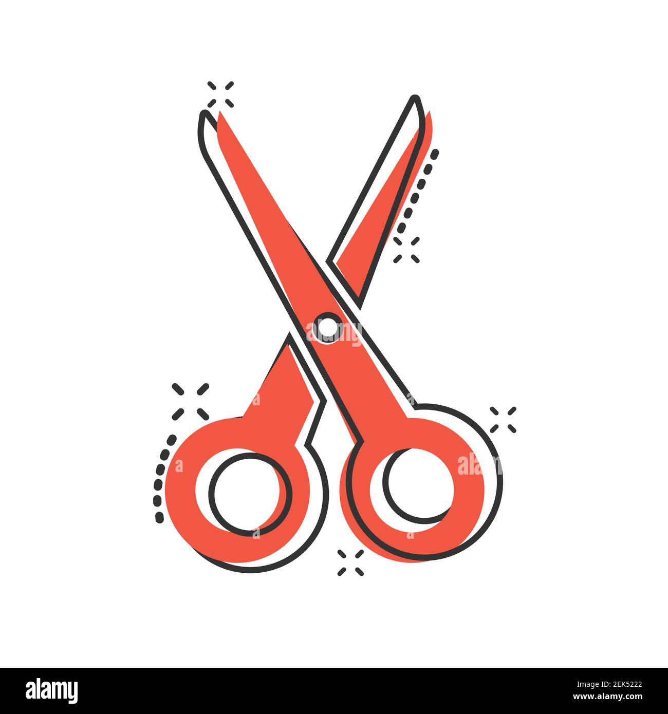 Scissor icon in comic style. Cut equipment cartoon vector illustration ...
