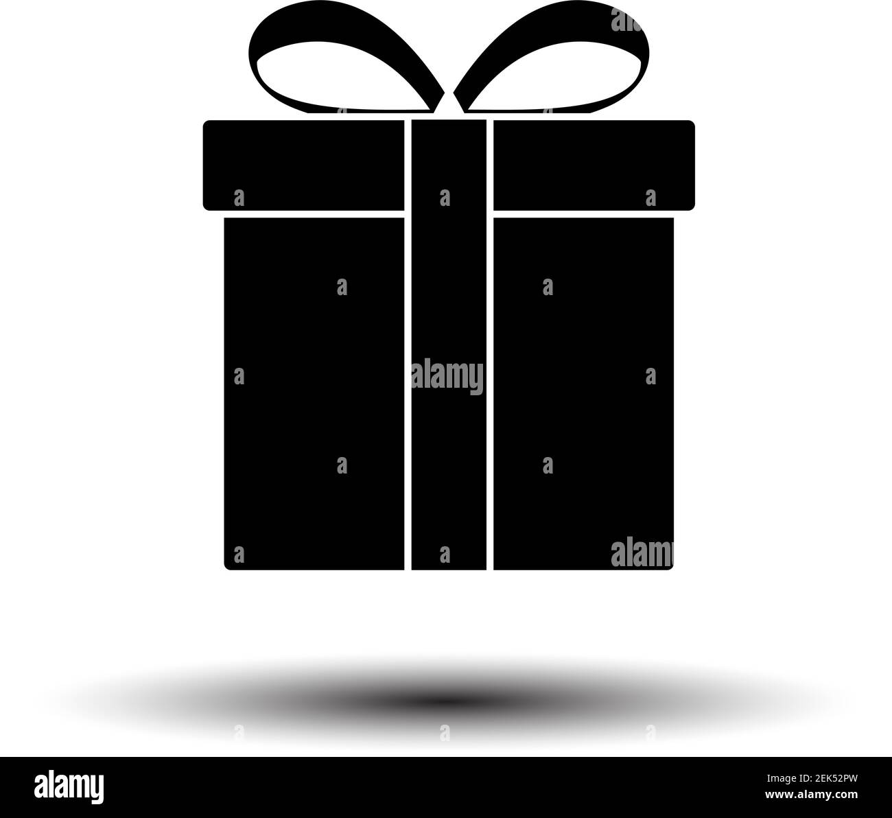 Gift Box Icon. Black on White Background With Shadow. Vector ...
