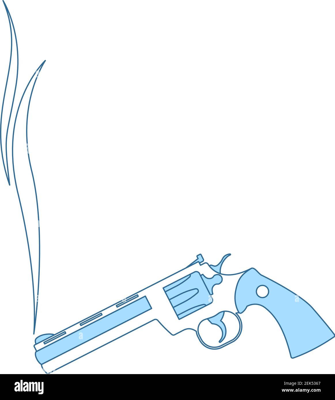 Smoking Revolver Icon. Thin Line With Blue Fill Design. Vector ...