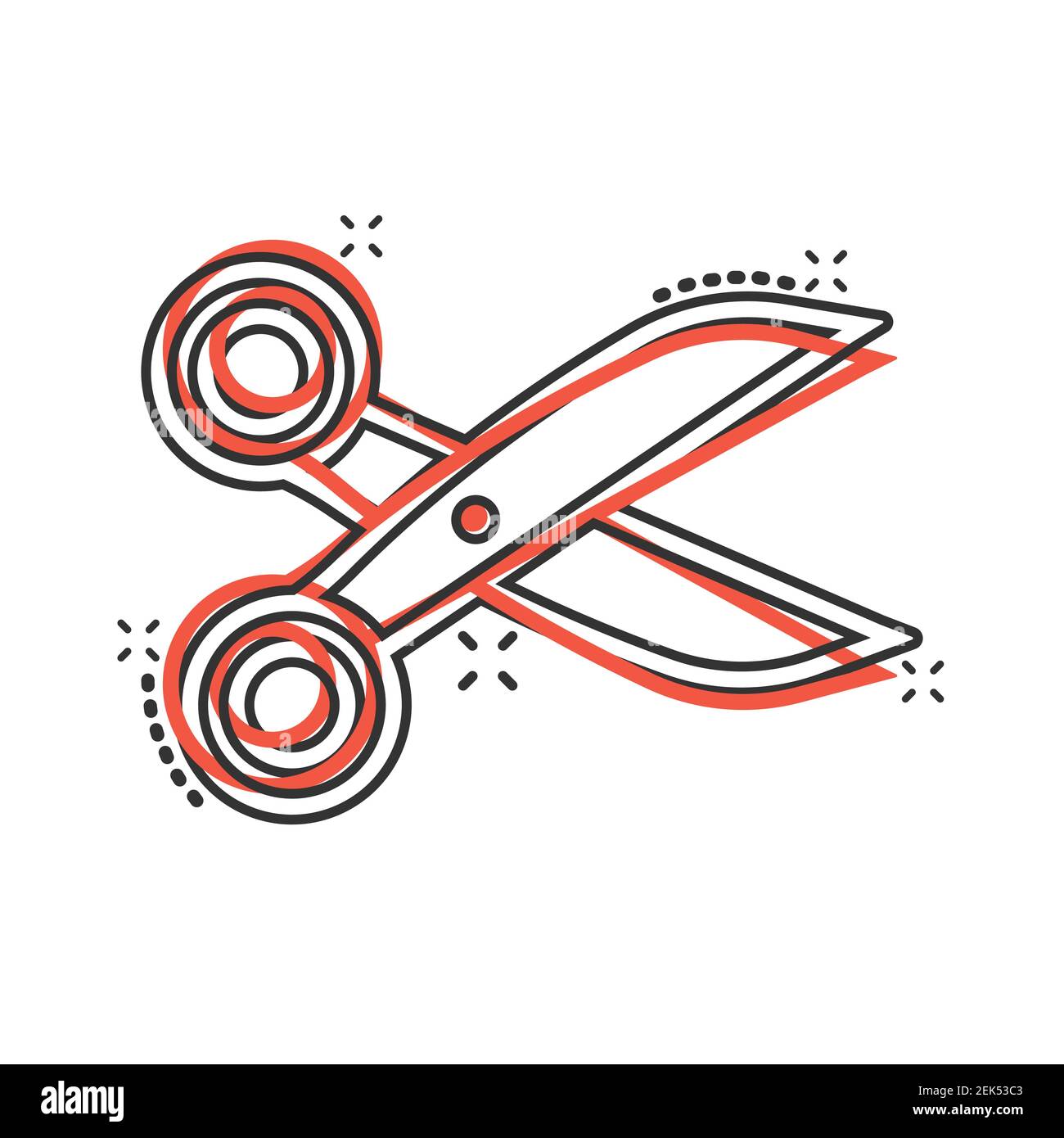 Scissor icon in comic style. Cut equipment cartoon vector illustration ...