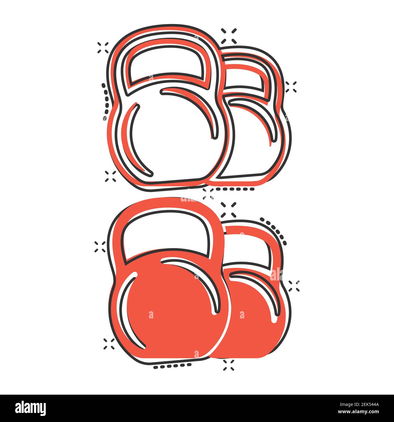 Kettlebell icon in comic style. Barbell sport equipment cartoon vector ...