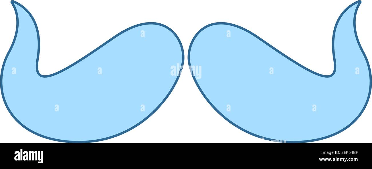 Poirot Mustache Icon. Thin Line With Blue Fill Design. Vector ...