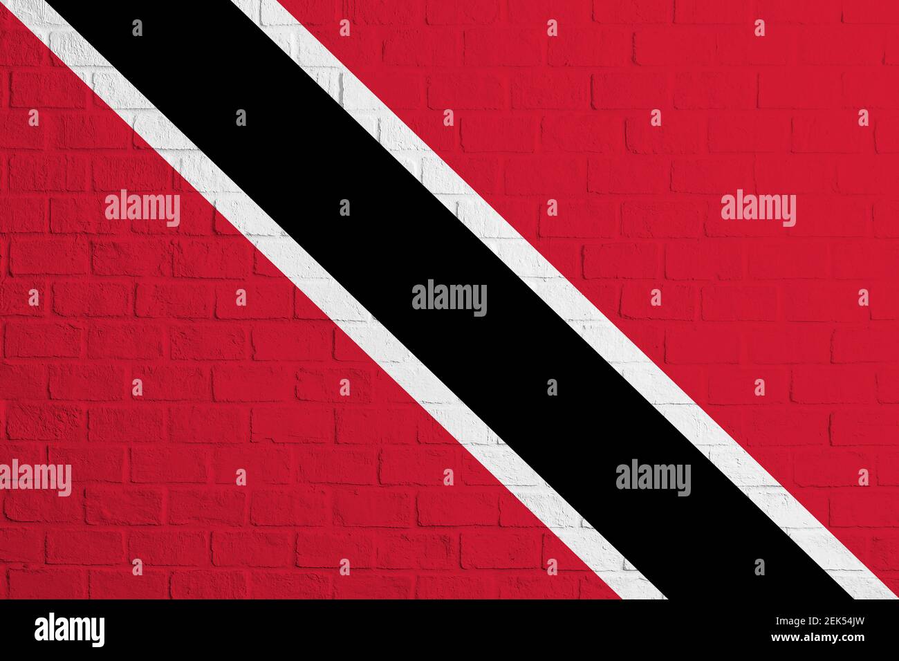 Flag of Trinidad and Tobago. Brick wall texture of the flag of Trinidad ...