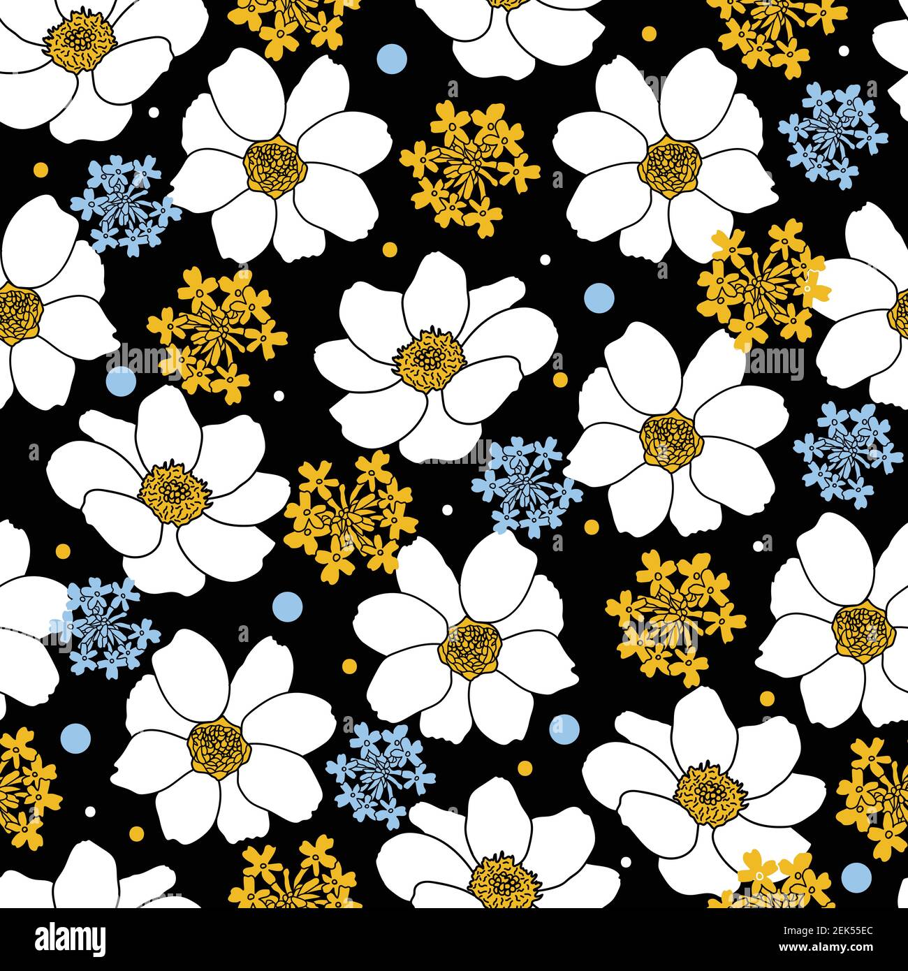 Elegant flowers pattern design on black background Stock Vector Image ...