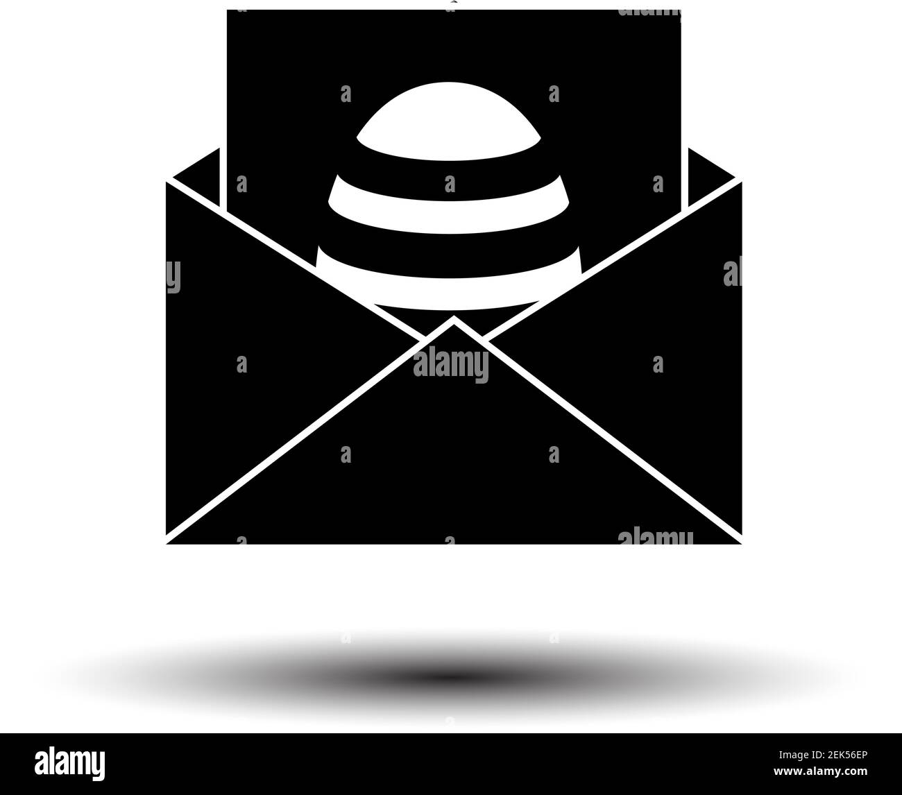 Envelop With Easter Egg Icon. Black on White Background With Shadow ...