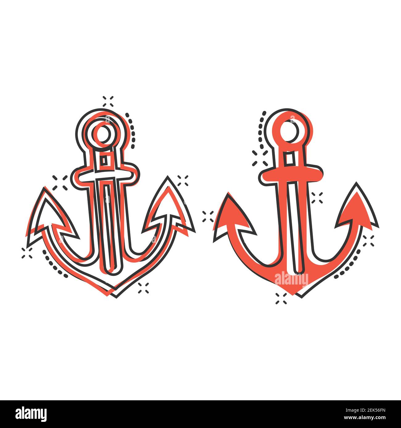 Boat anchor icon in comic style. Vessel hook cartoon vector ...