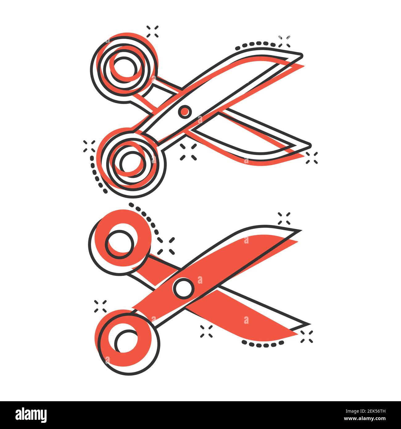 Scissor icon in comic style. Cut equipment cartoon vector illustration ...