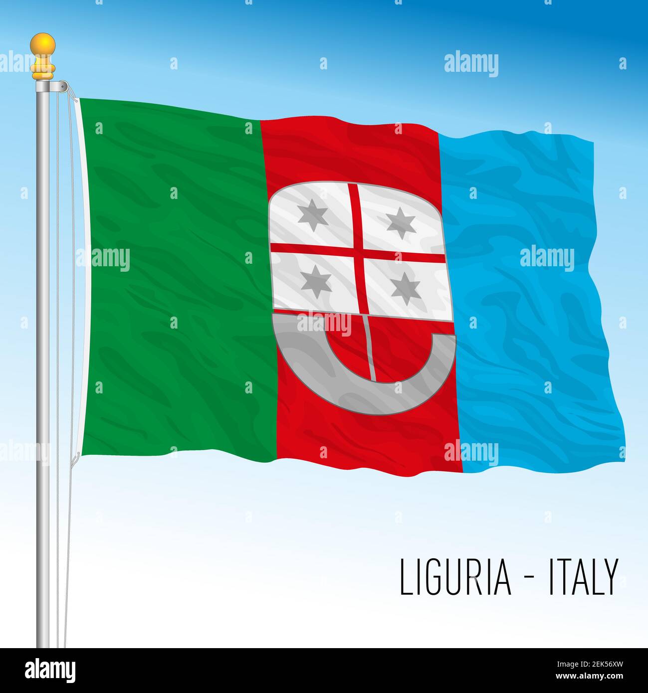 Liguria, flag of the region, Italian Republic, vector illustration ...