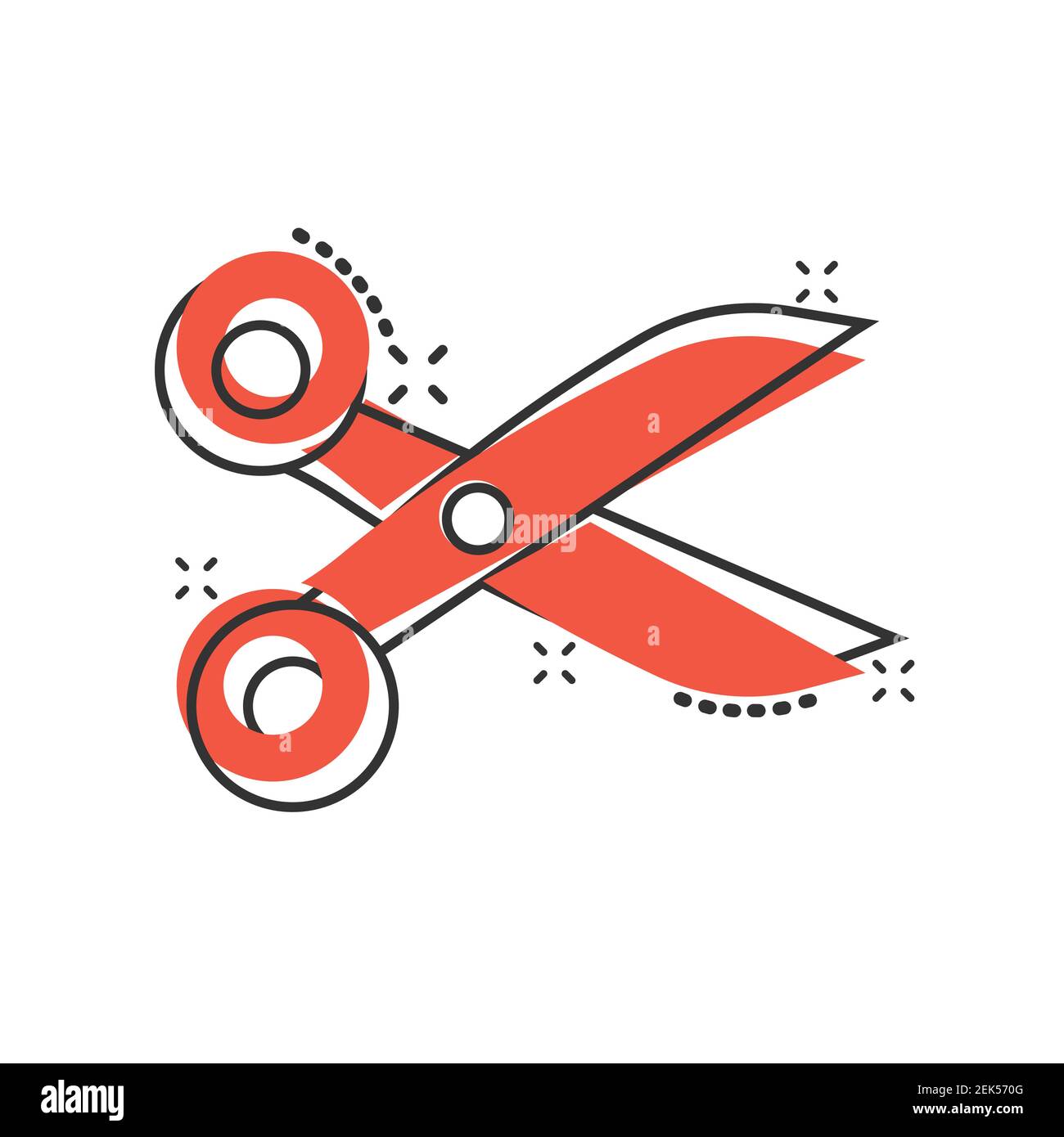 Scissor icon in comic style. Cut equipment cartoon vector illustration ...