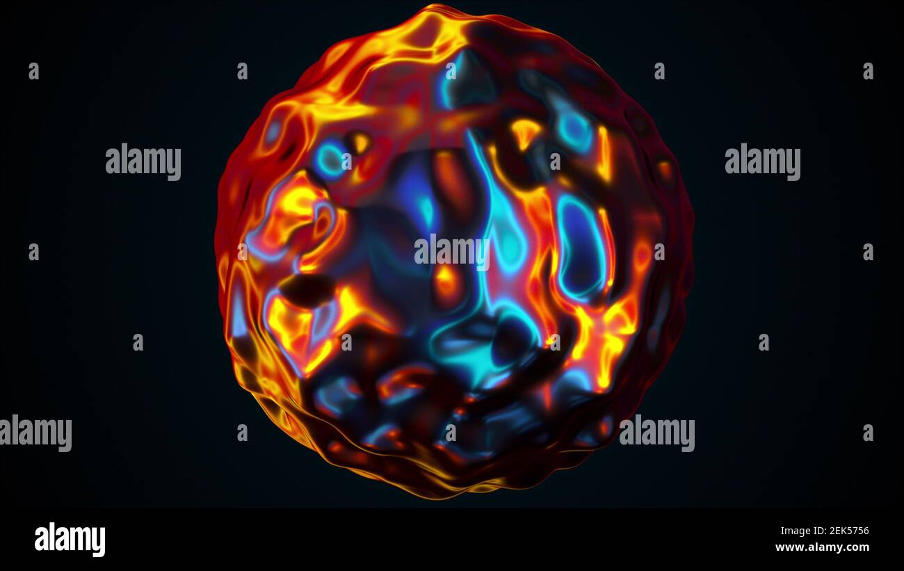 Fluid iridescent blob with a bumpy surface, computer generated, 3d ...
