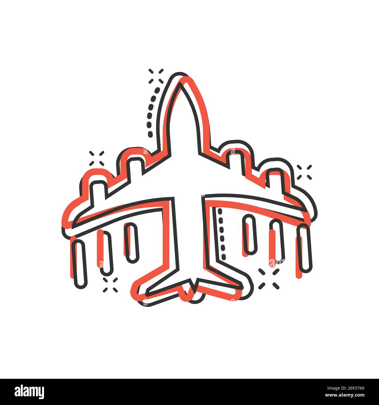 Plane icon in comic style. Airplane cartoon vector illustration on ...