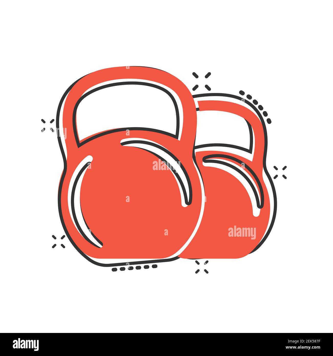 Kettlebell icon in comic style. Barbell sport equipment cartoon vector ...
