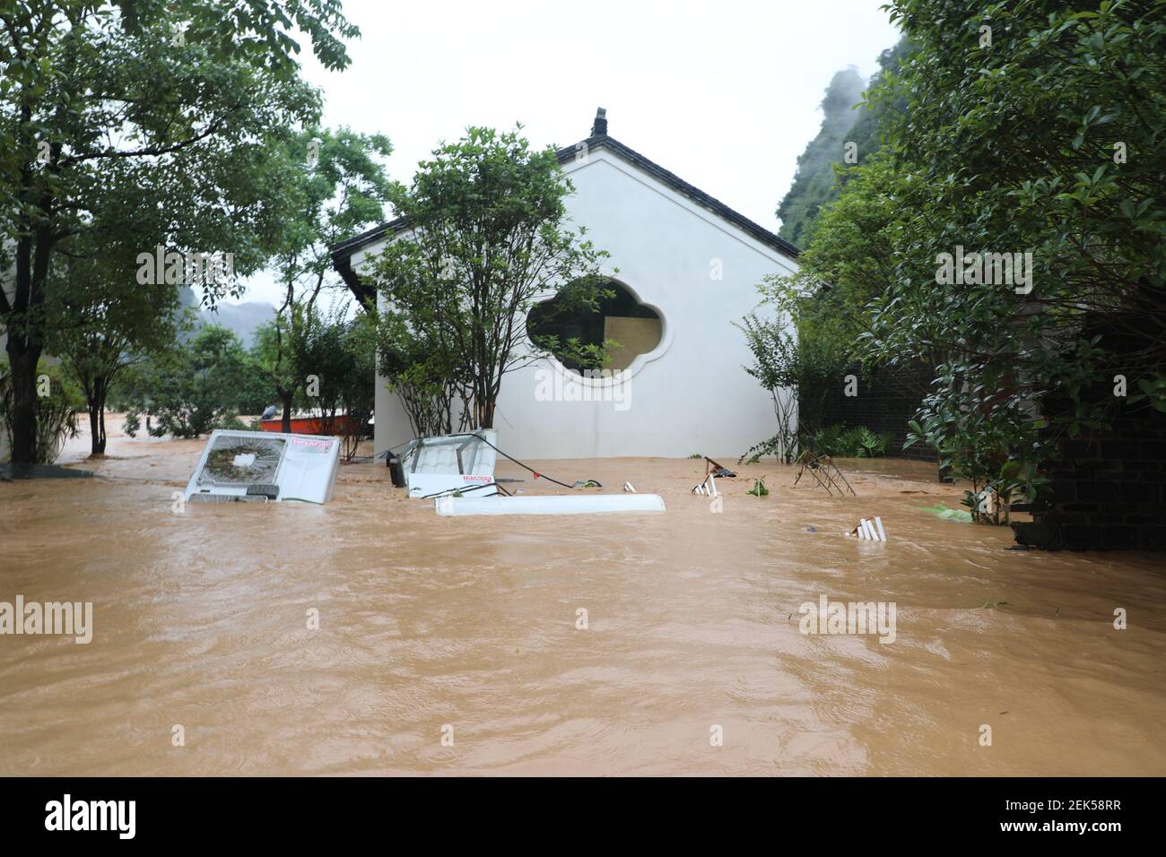 Heavy rain floods a village in Guilin city, south China's Guangxi ...