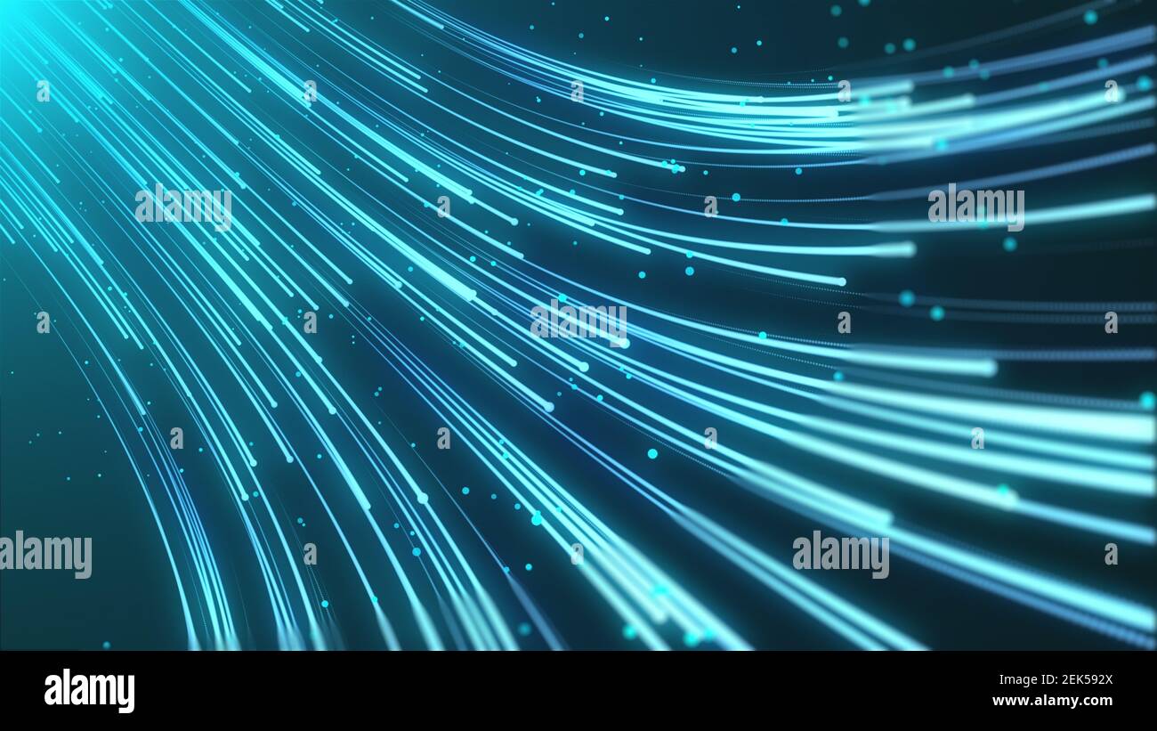 Computer Generated Futuristic Stream Digital Data Flow 3d Rendering