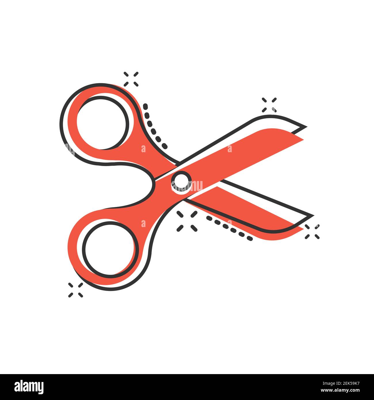 Scissor icon in comic style. Cut equipment cartoon vector illustration ...