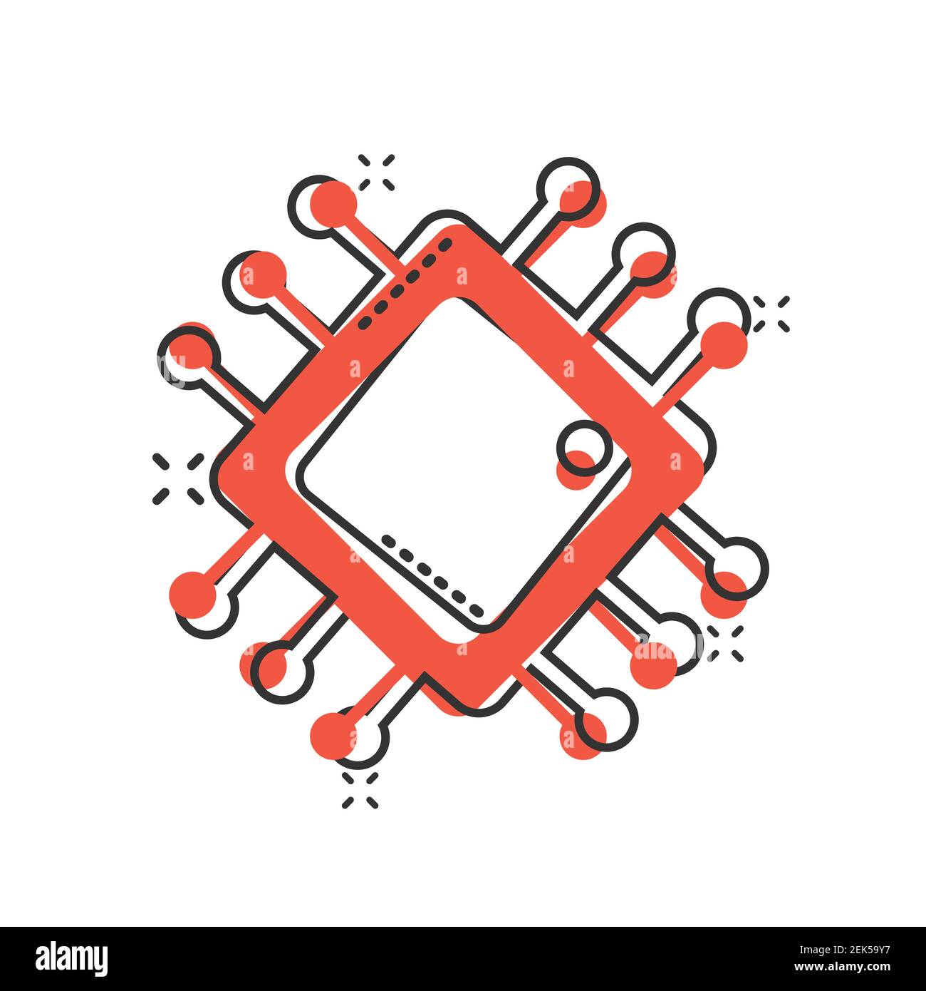 Computer cpu icon in comic style. Circuit board cartoon vector ...