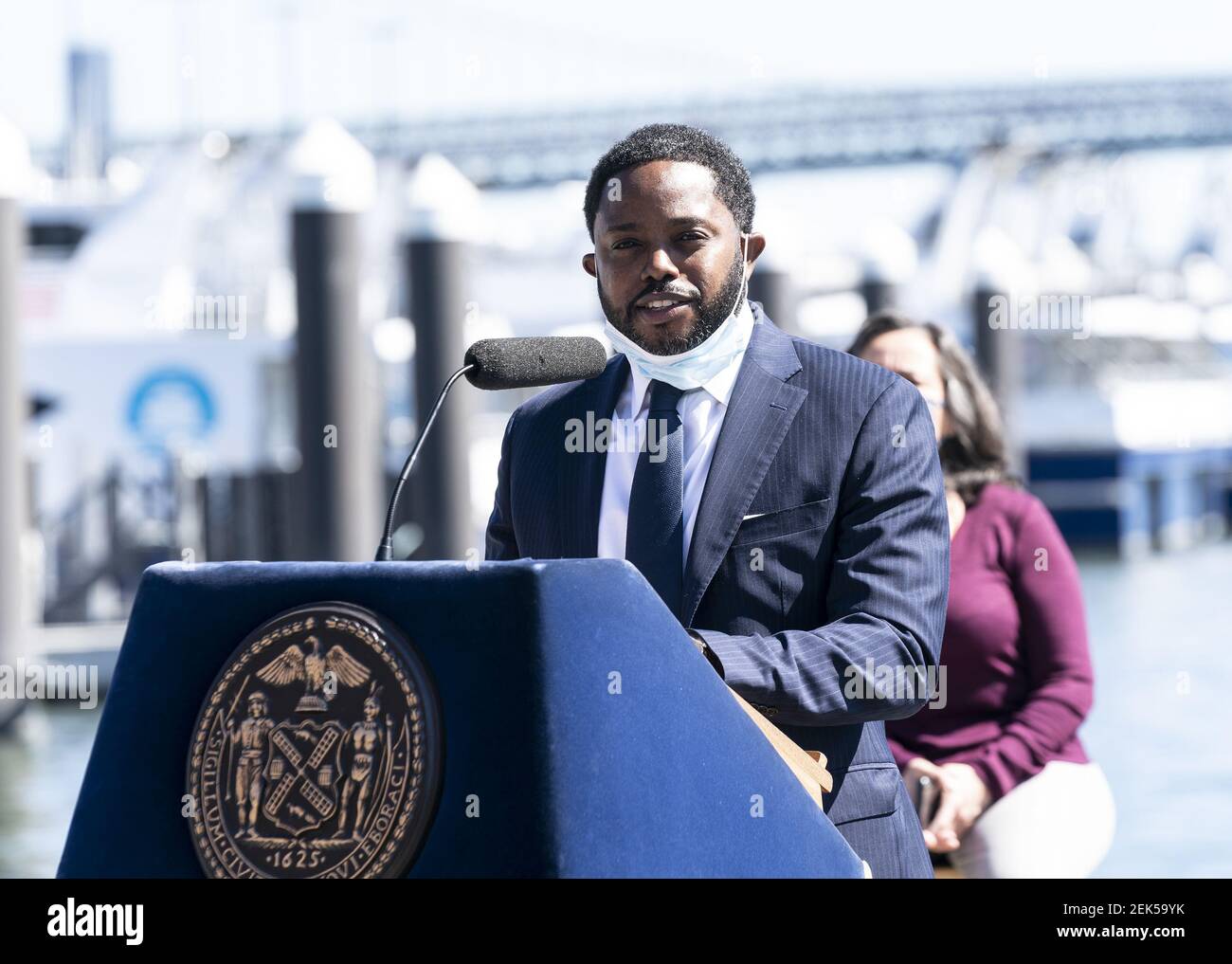 Commissioner Jonnel Doris attends Mayor Bill de Blasio media ...