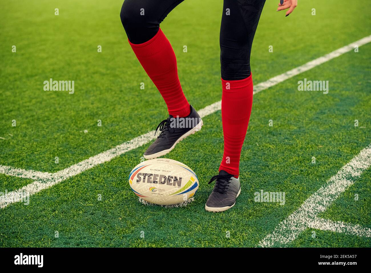 Bulgaria, Sofia, FEB 20, 2021:Ball for Australian football called touch ...