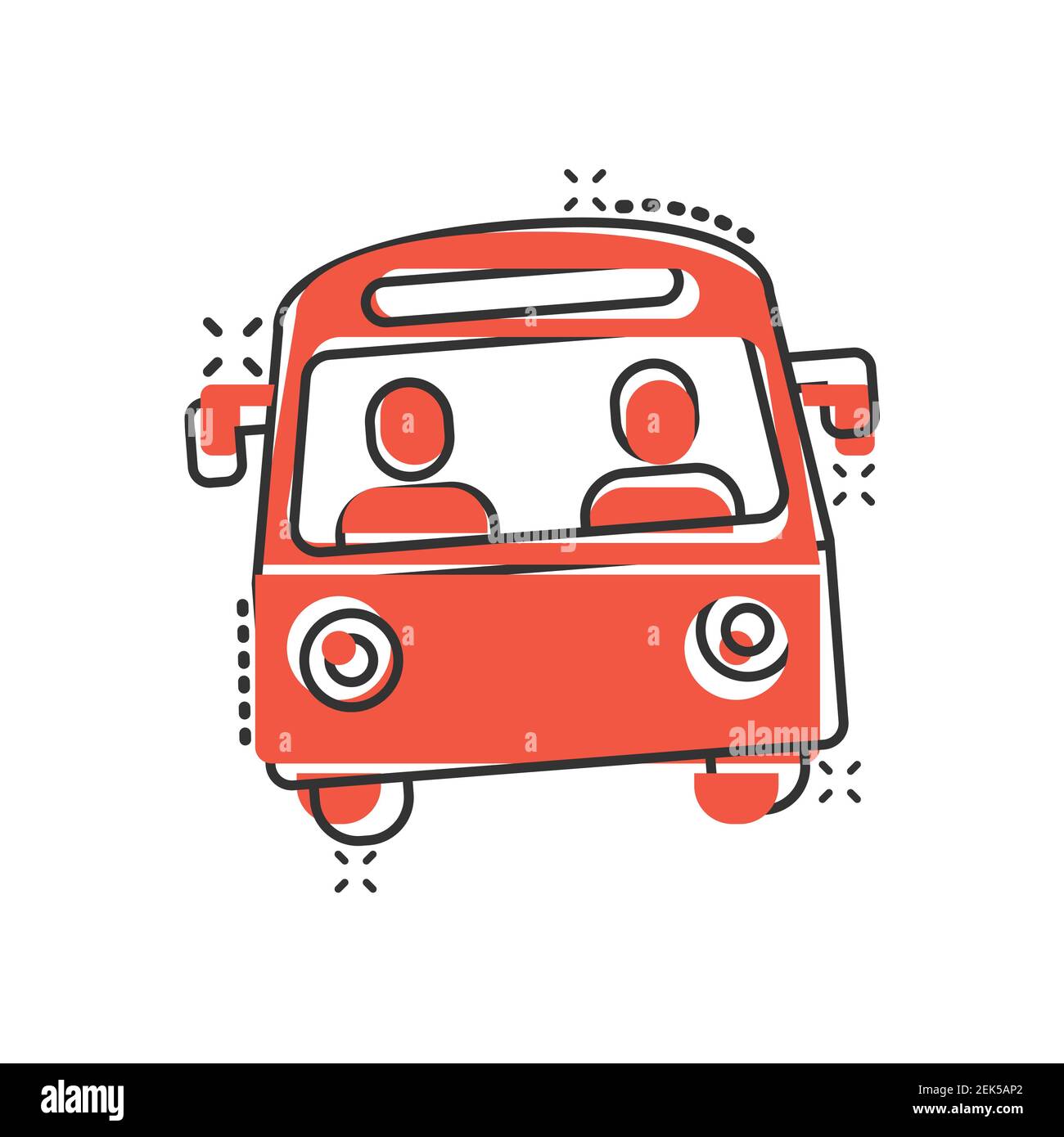 Bus icon in comic style. Coach cartoon vector illustration on white ...