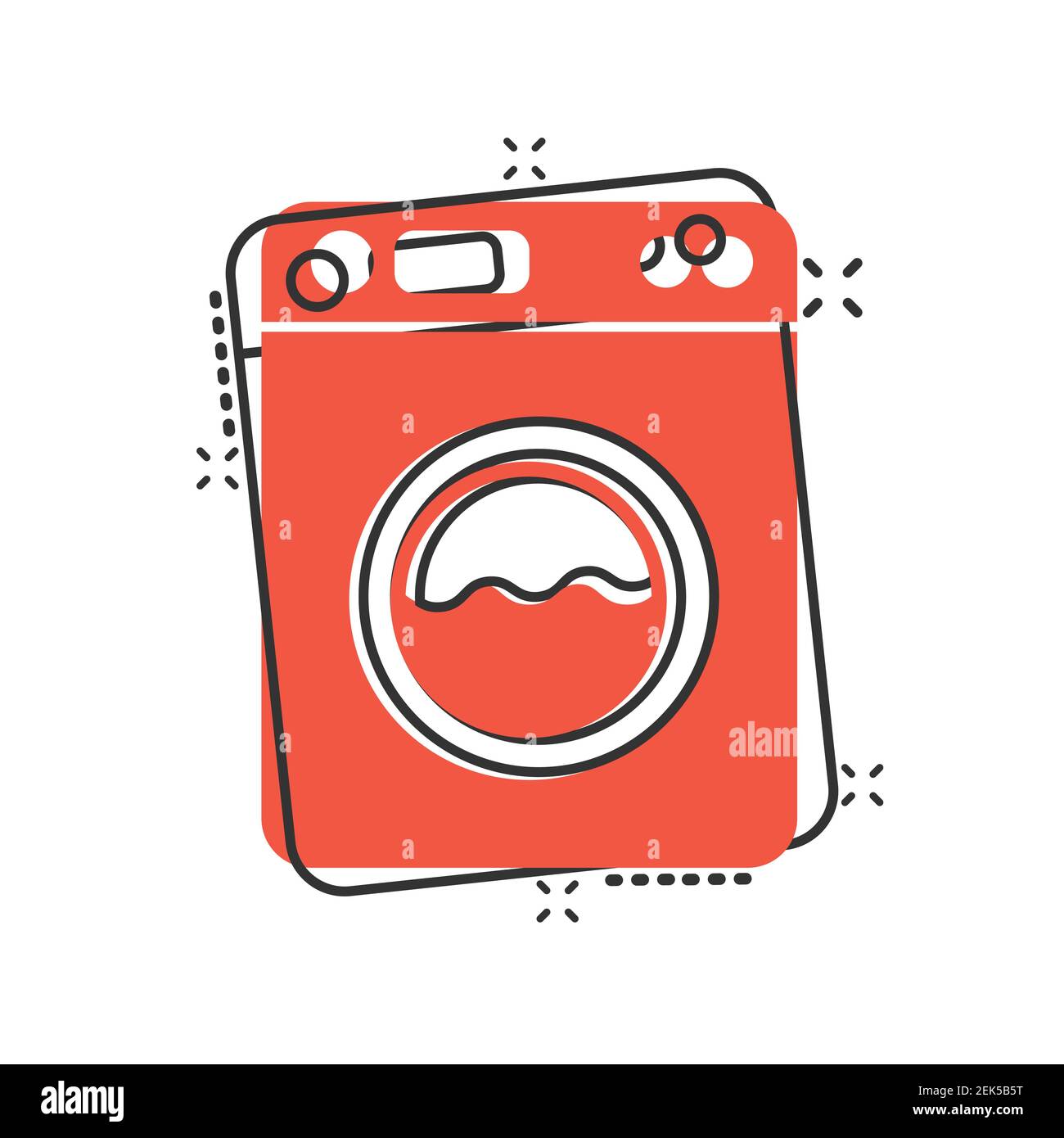 Washing machine icon in comic style. Washer cartoon vector illustration ...