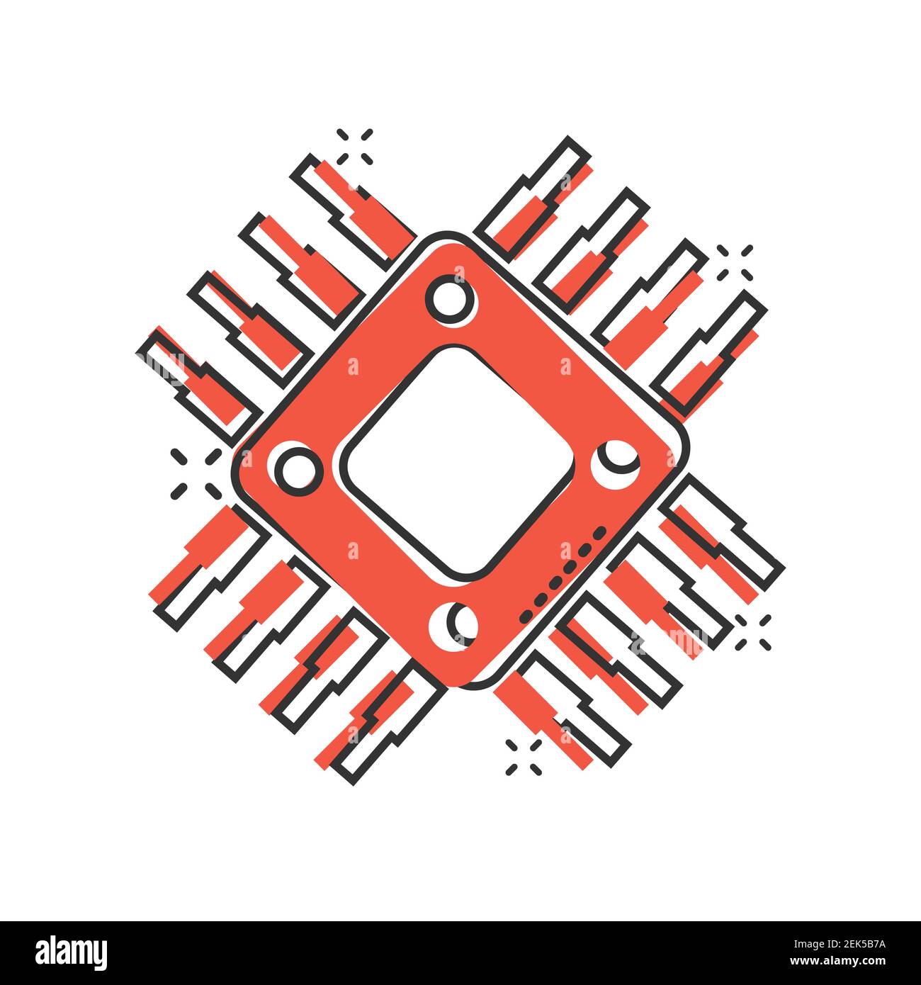 Computer cpu icon in comic style. Circuit board cartoon vector ...